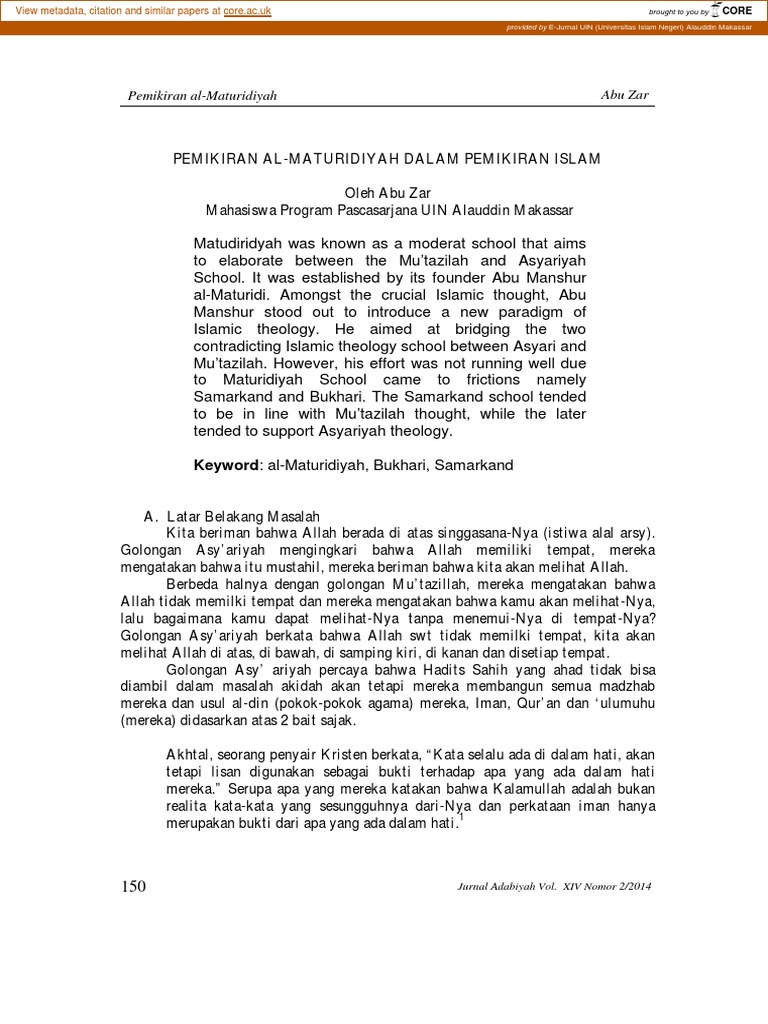Pemikiran Al-Maturidiyah dan Sejarahnya | PDF | Agama & Spiritualitas