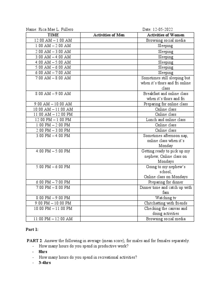 VRTS Gender Calendar | PDF