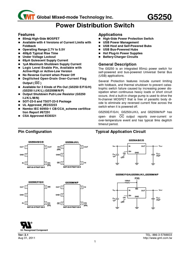 g5250 r2.1 GMT | PDF | Mosfet | Field Effect Transistor