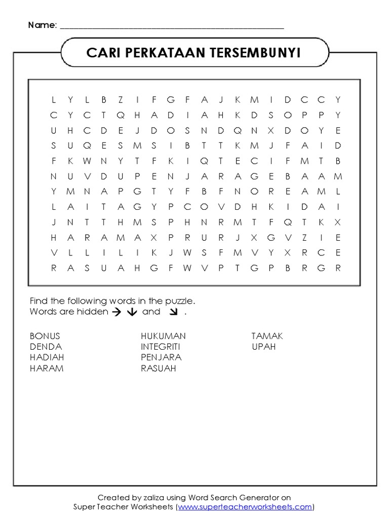 Cari Perkataan Tersembunyi | PDF