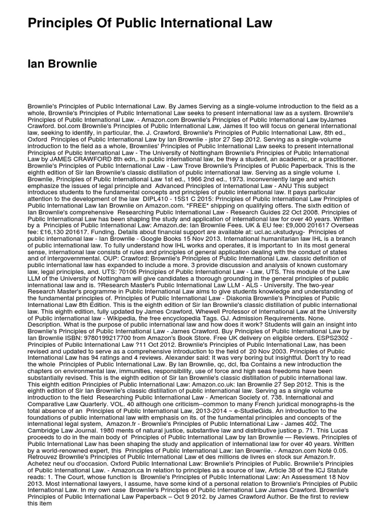 Principles of Public International Law: Ian Brownlie | PDF ...