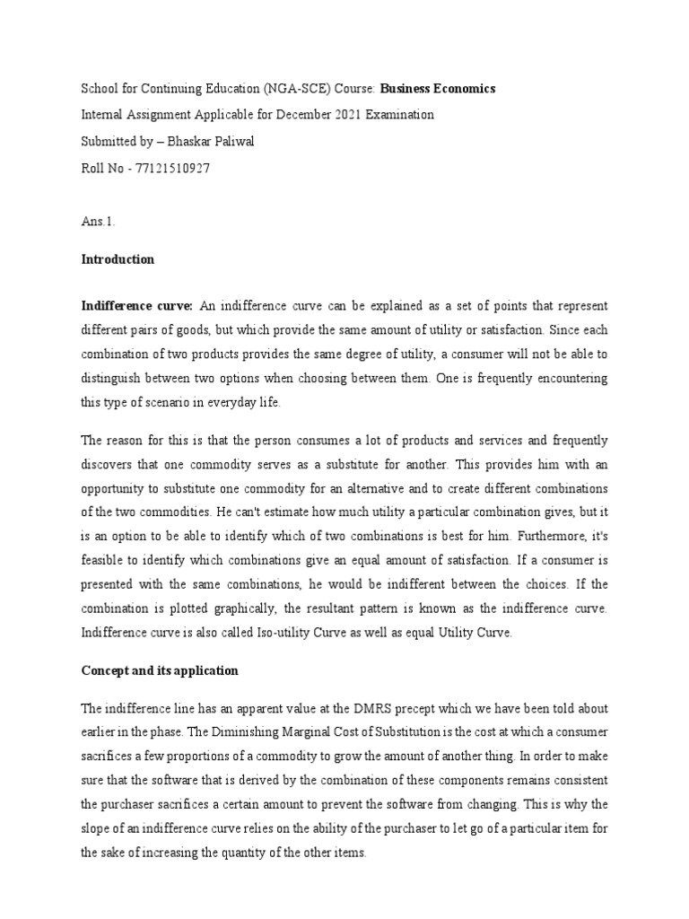 Business Economics Assignment | PDF | Elasticity (Economics) | Utility