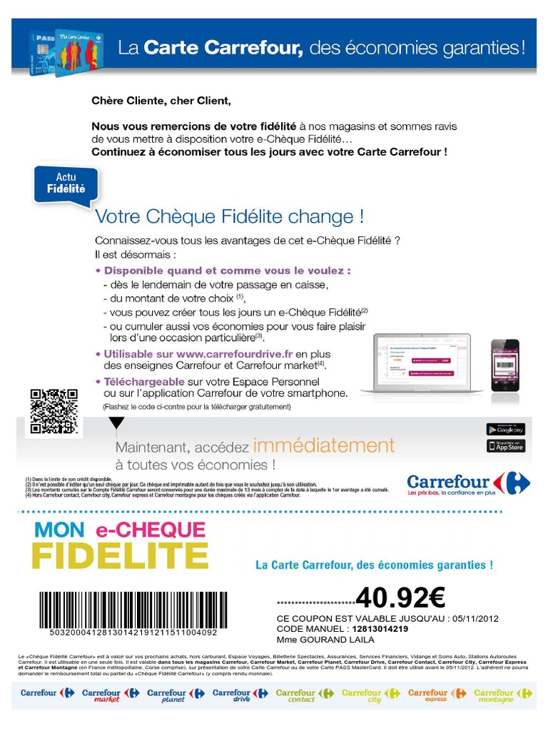 Cheque Aout Carrefour | PDF