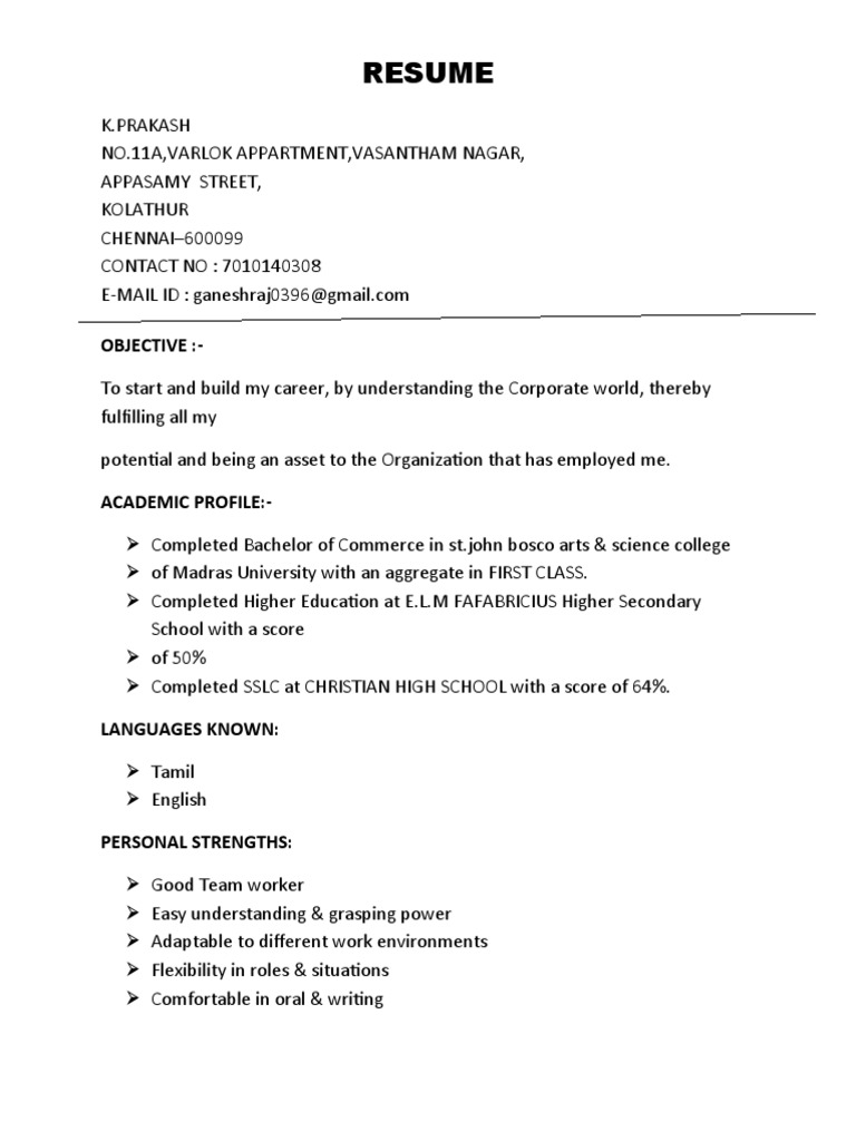 Prakash Resume | PDF | Career & Growth | Business