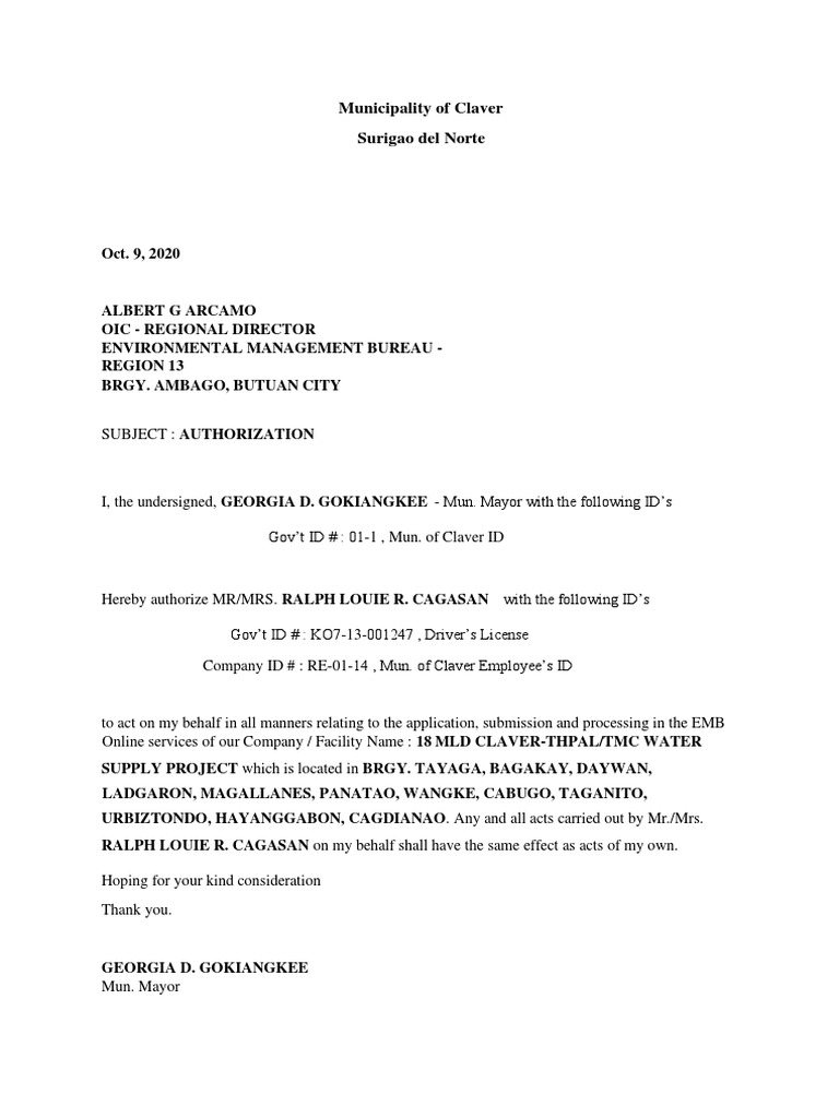 Authorization Letter For Crs | PDF