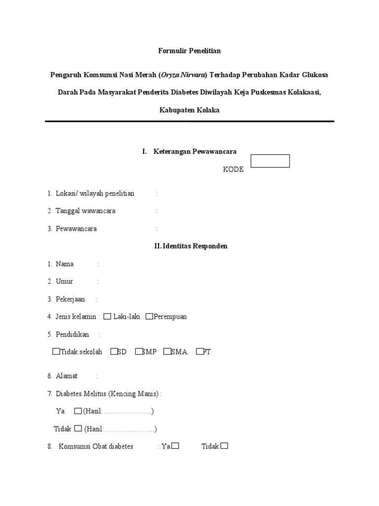 Formulir Penelitian | PDF