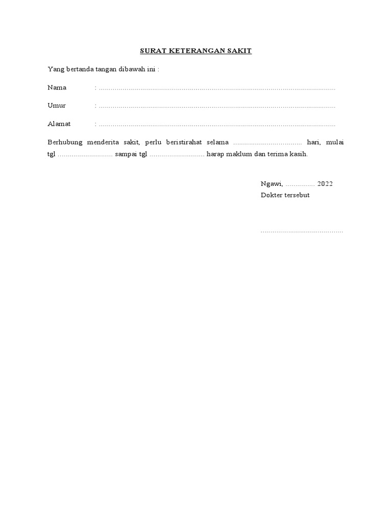Surat Keterangan Sakit | PDF