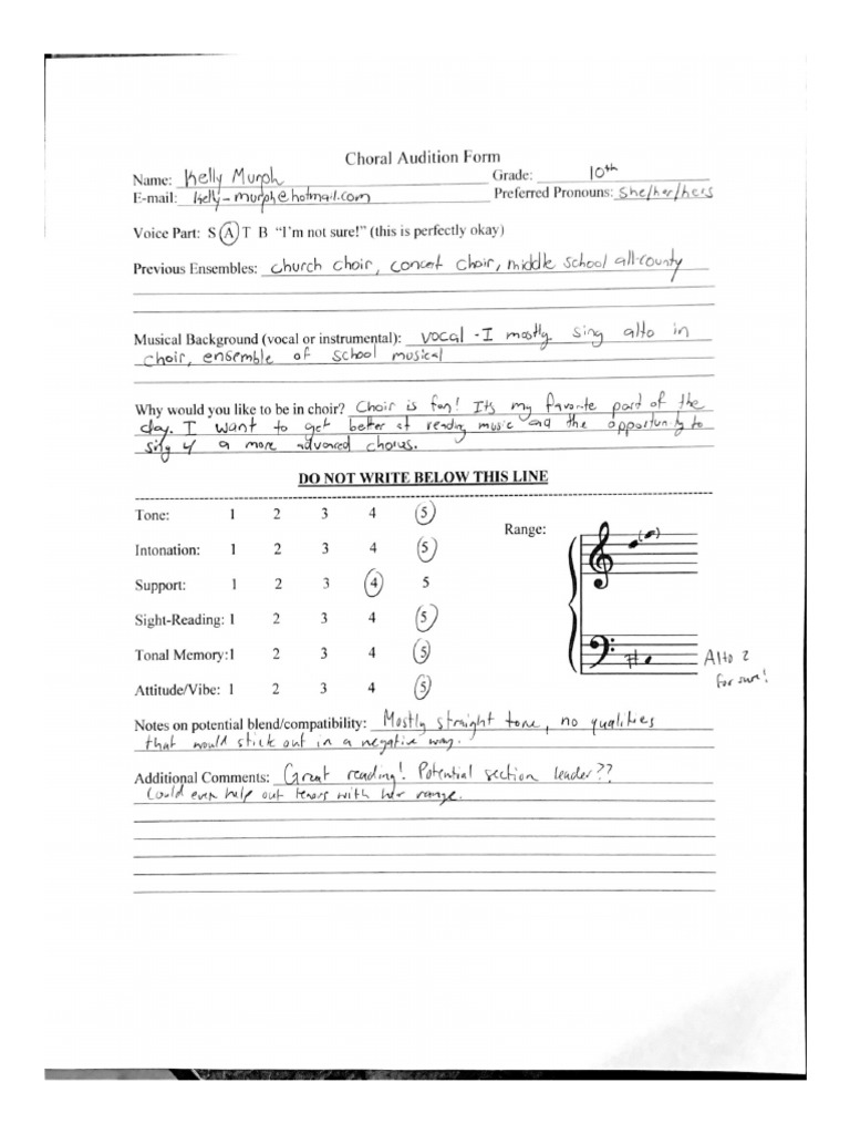 mock audition form | PDF