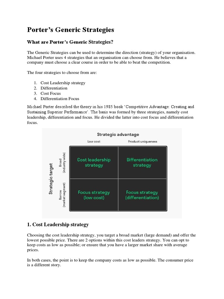 Understanding Porter's Generic Strategies | PDF | Strategic Management ...
