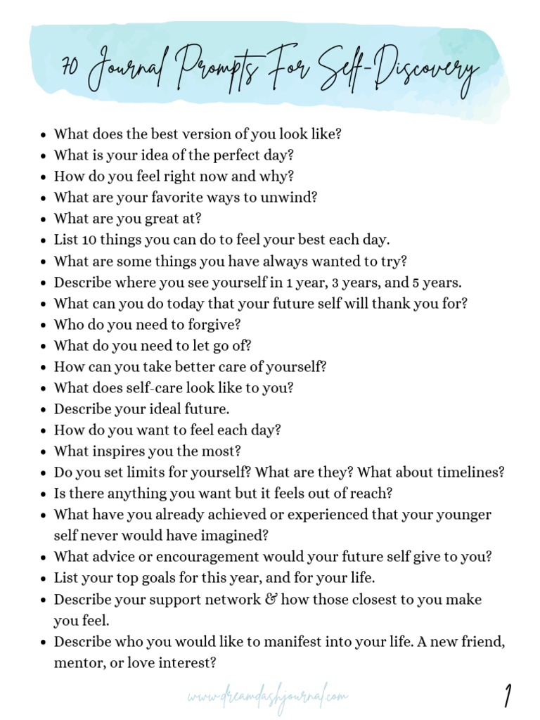 70 Journal Prompts for Self-Discovery | PDF