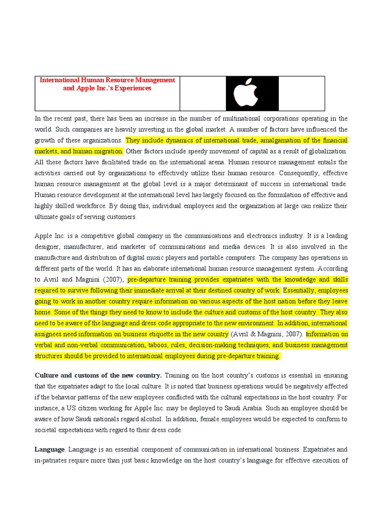 Case Study 5 Apple Inc International HRM | PDF | Human Resources ...