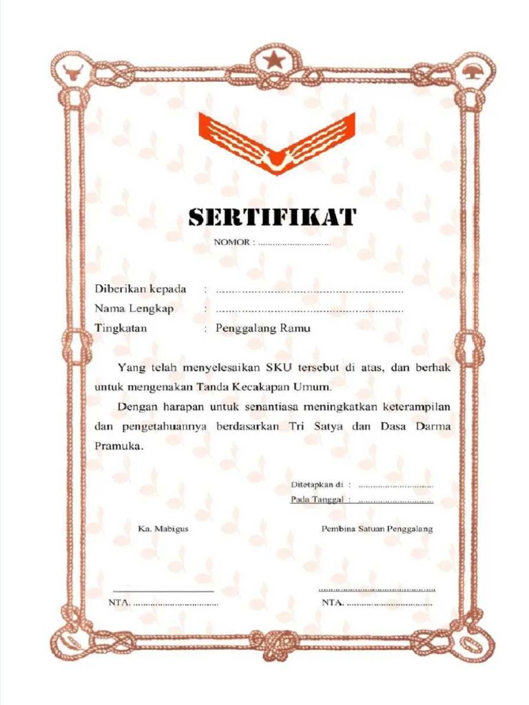 Sertifikat Pramuka Penggalang Tingkat Ramu | PDF