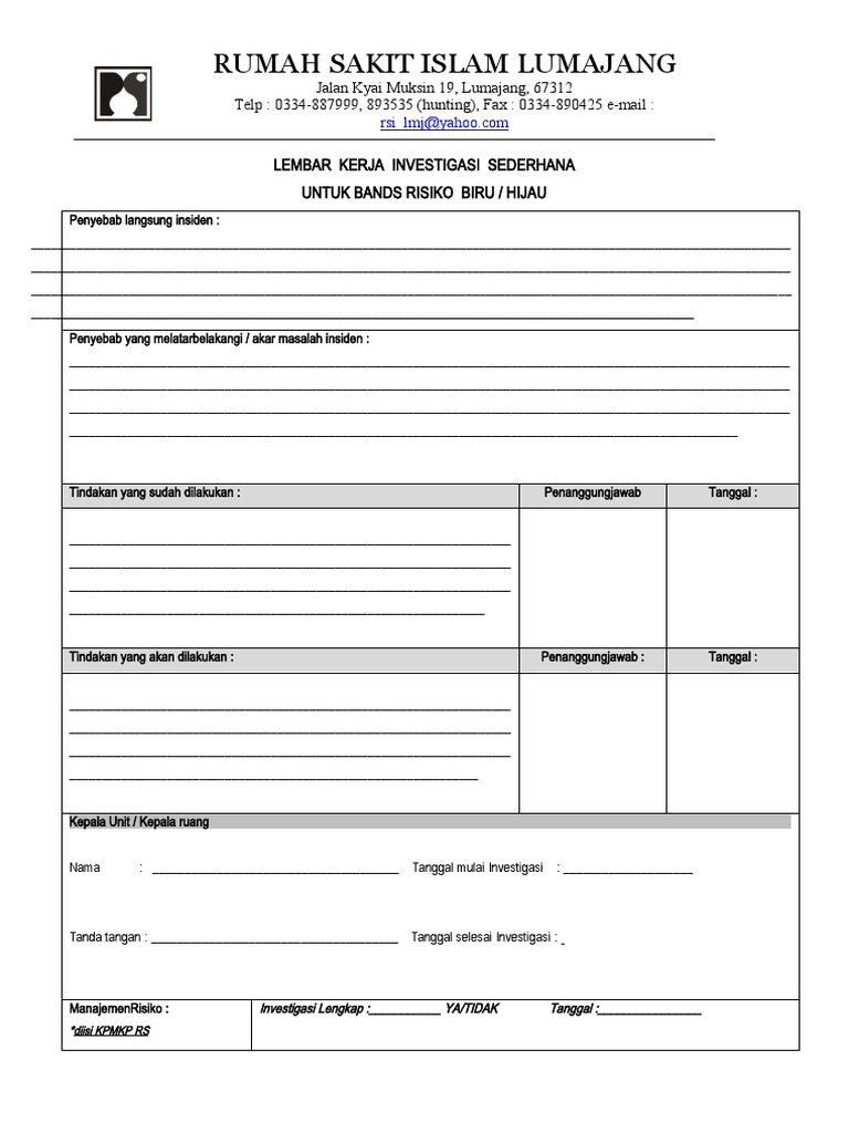 Formulir Investigasi Sederhana | PDF