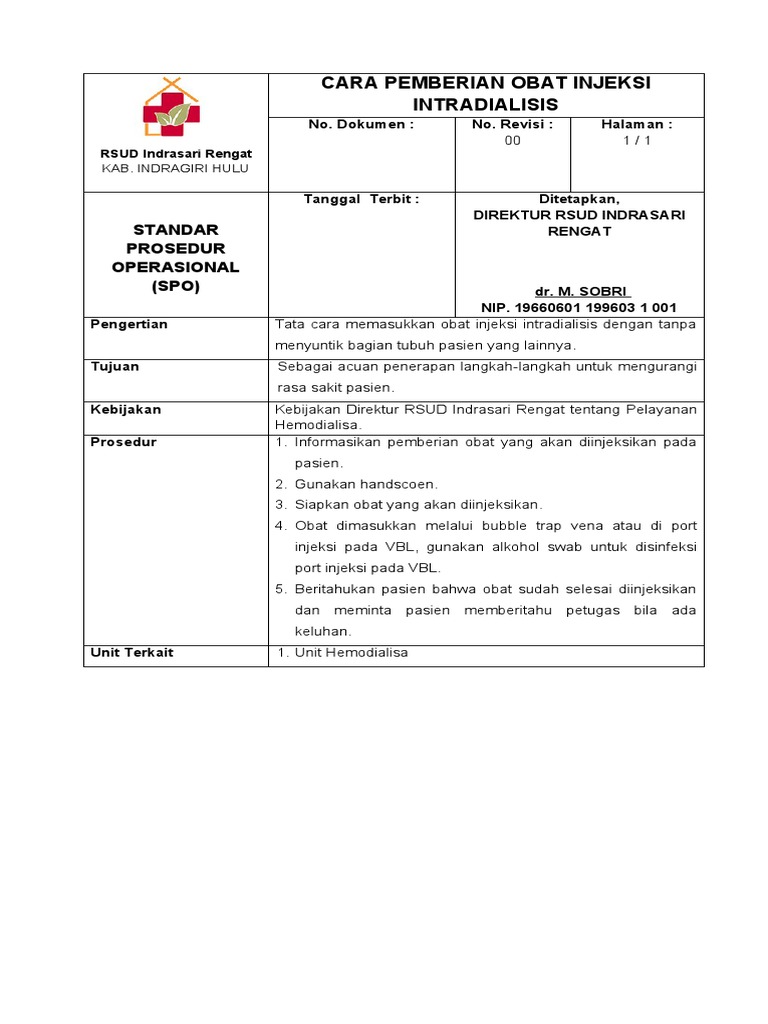 Injeksi Obat On HD | PDF