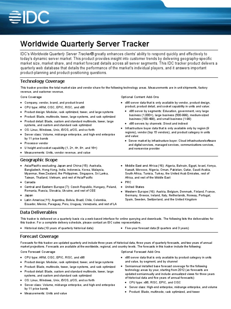 IDC Worldwide Quarterly Server Tracker - 2021 Aug | PDF | Marketing ...