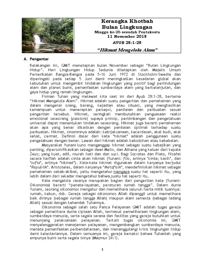 Bahan Khotbah Minggu 11 Nov 2018 | PDF