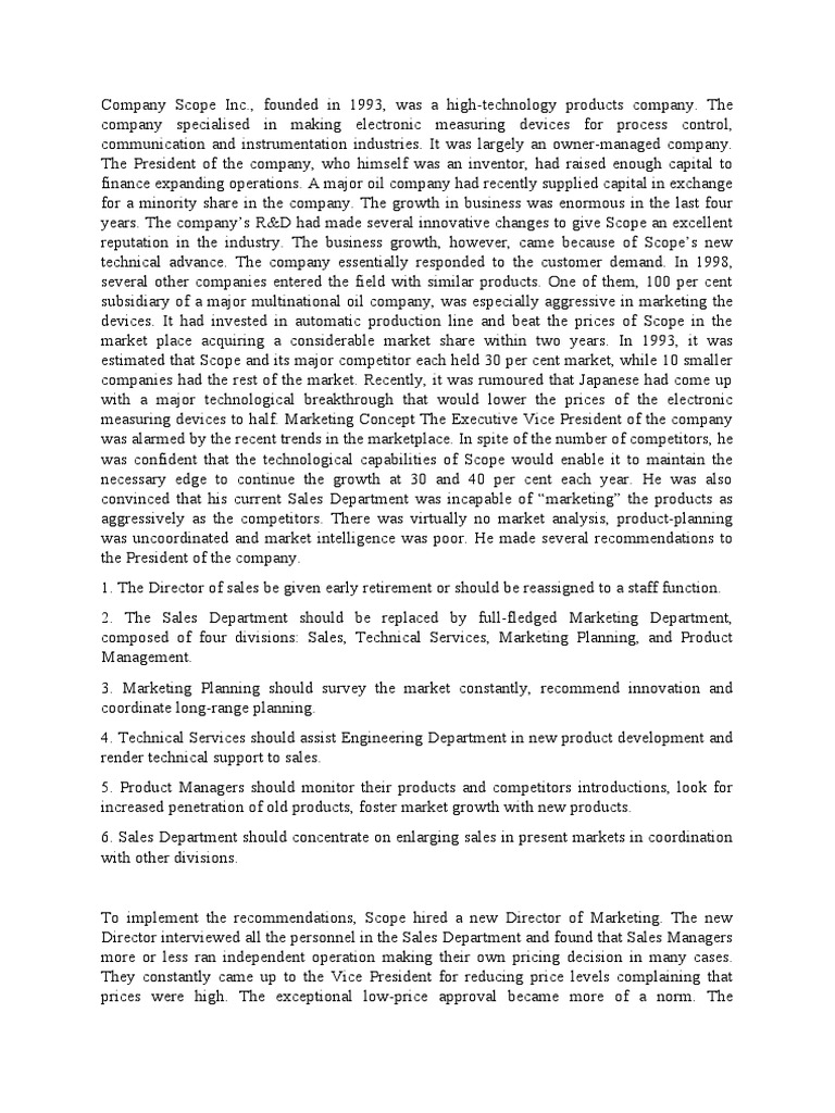 BE Unit 15 Sales Case Study | PDF | Marketing | Market (Economics)