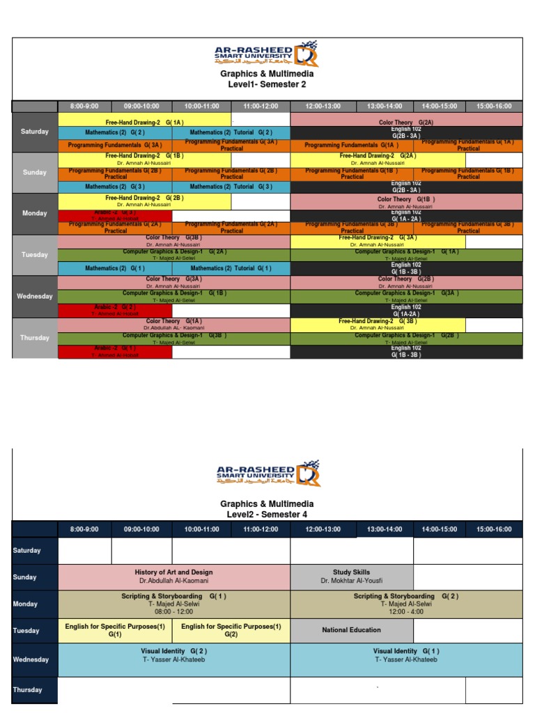 Timetable - 2022-2023-Graphics & Multimedia | PDF