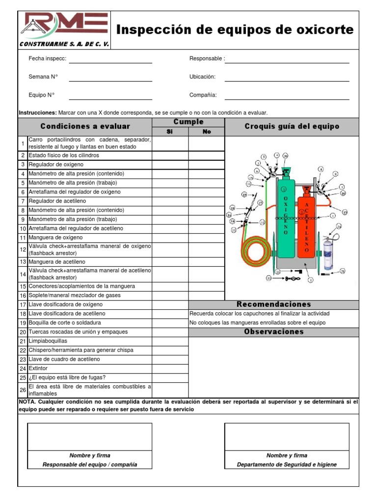 Check List Equipo de Oxicorte | PDF