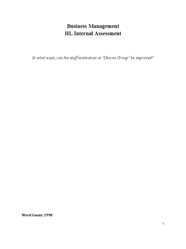 HL IA Sample HRM 20 - Marks | PDF | Motivational | Motivation