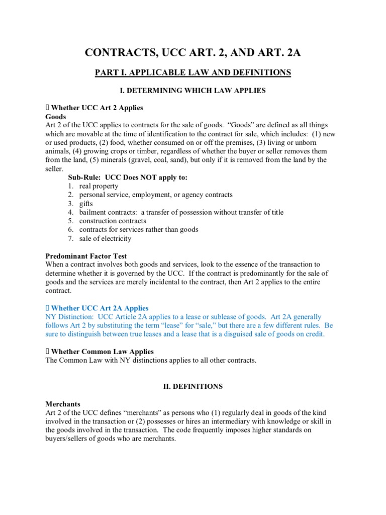 Contracts and UCC | PDF | Offer And Acceptance | Consideration