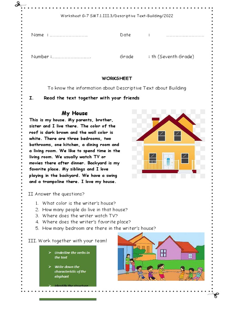 Descriptive Text Worksheet for Buildings | PDF