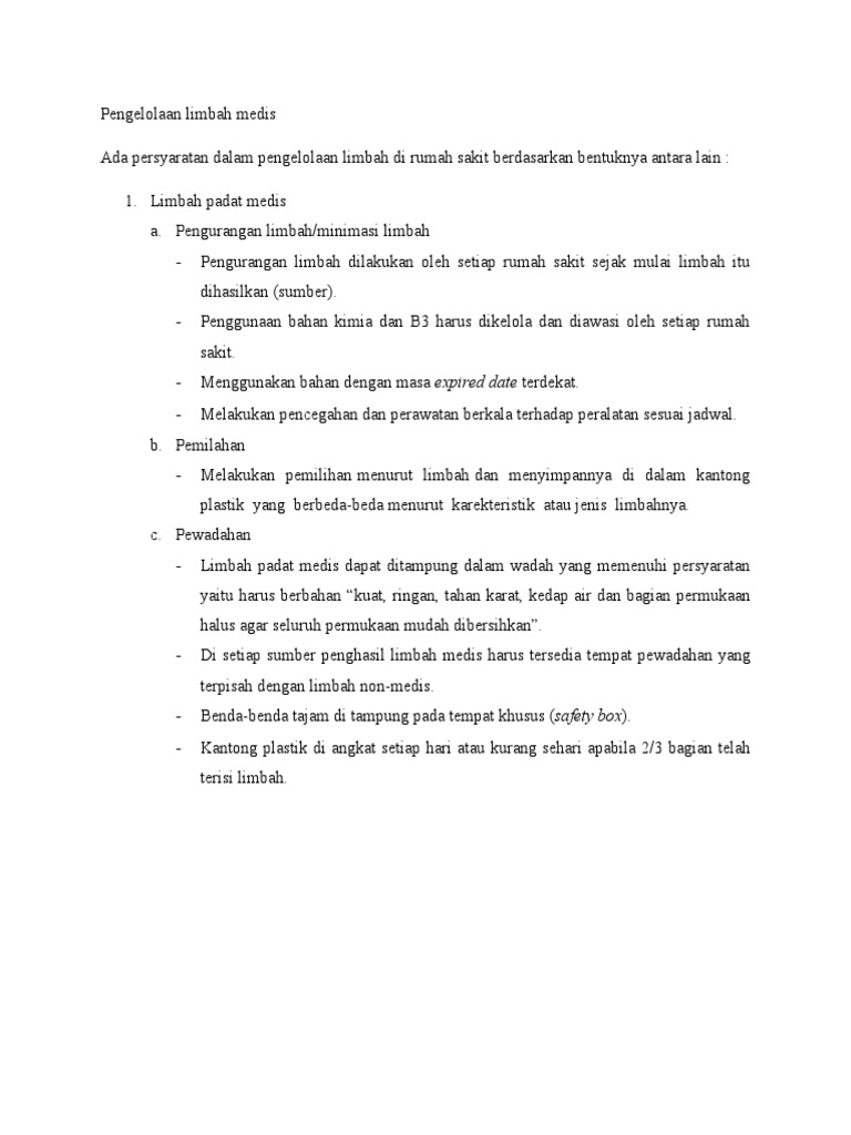Pengelolaan Limbah Medis | PDF | Sains & Matematika