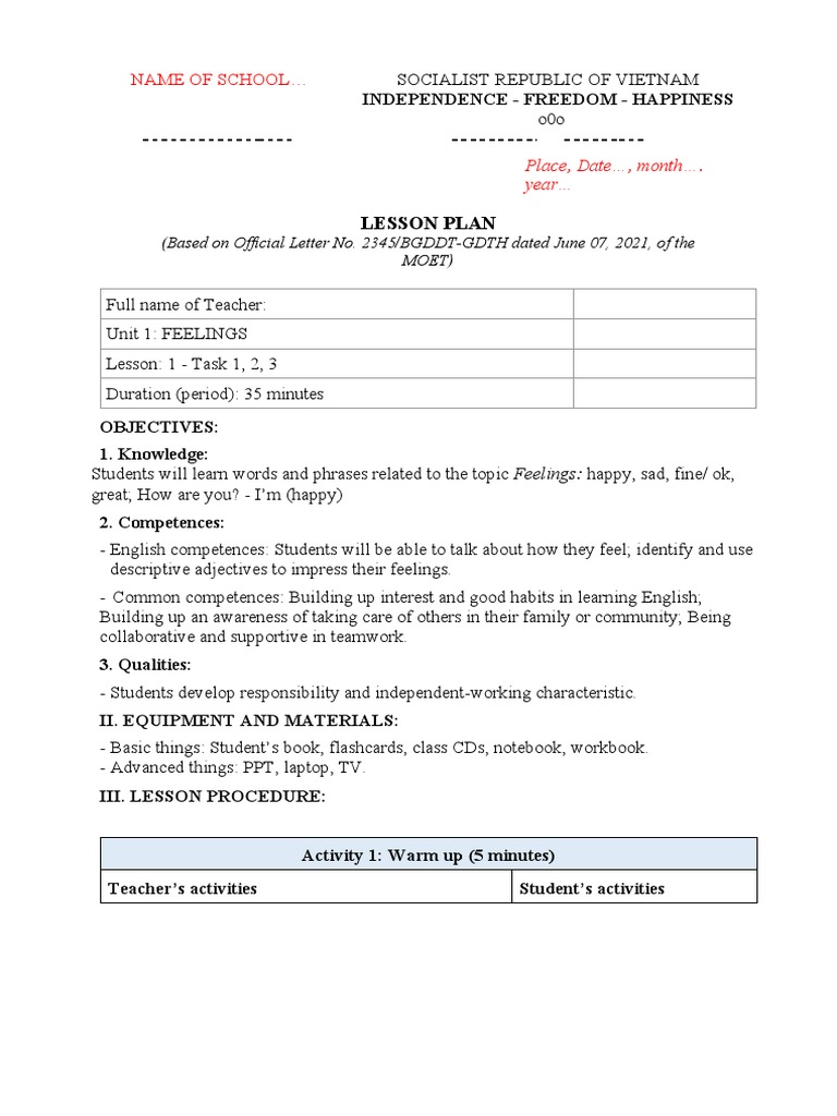 10.unit 1 Lesson 1 Period 1 3 | PDF | Teachers | Teaching