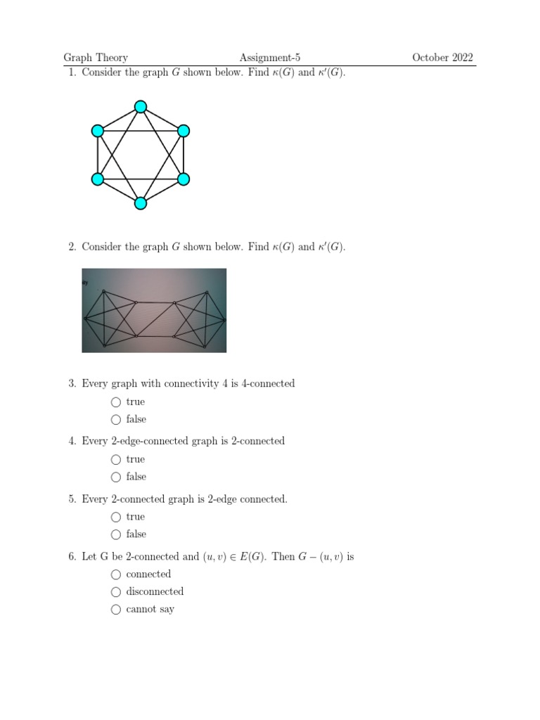 Assignment 5 | PDF | Vertex (Graph Theory) | Mathematical Concepts