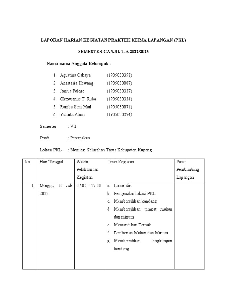 Laporan PKL Peternakan 2022 | PDF | Sains & Matematika | Teknologi & Rekayasa