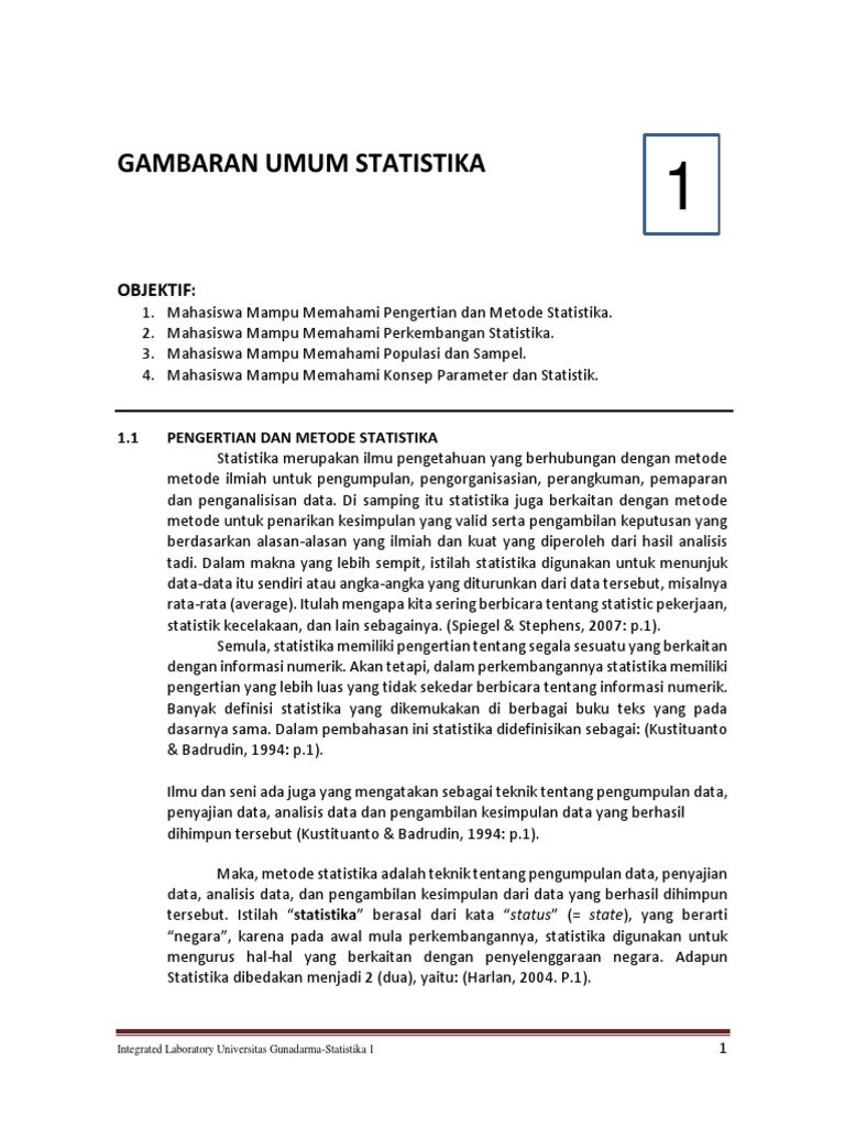 MT - Bab 1 Gambaran Umum Statistika | PDF | Sains & Matematika