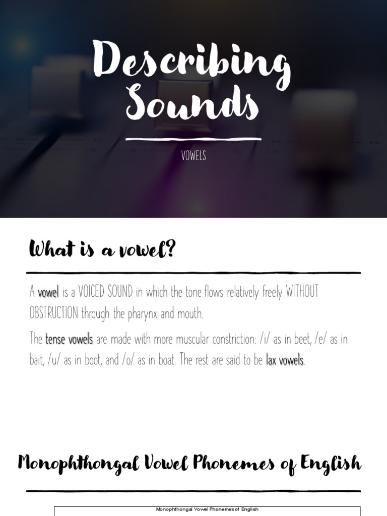 1.2 Describing Sounds (Lesson 2) | PDF | Vowel | Consonant