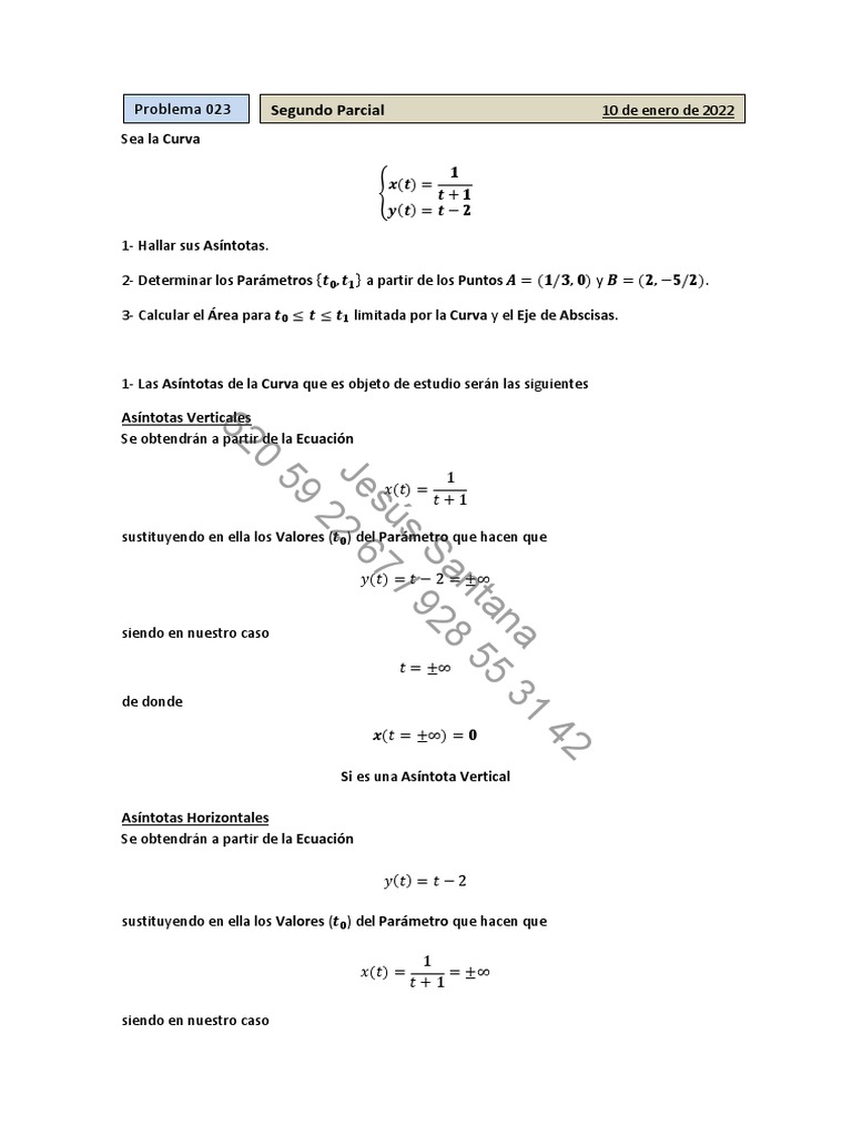 Análisis de Asíntotas y Área de Curva | PDF | Asíntota | Integral
