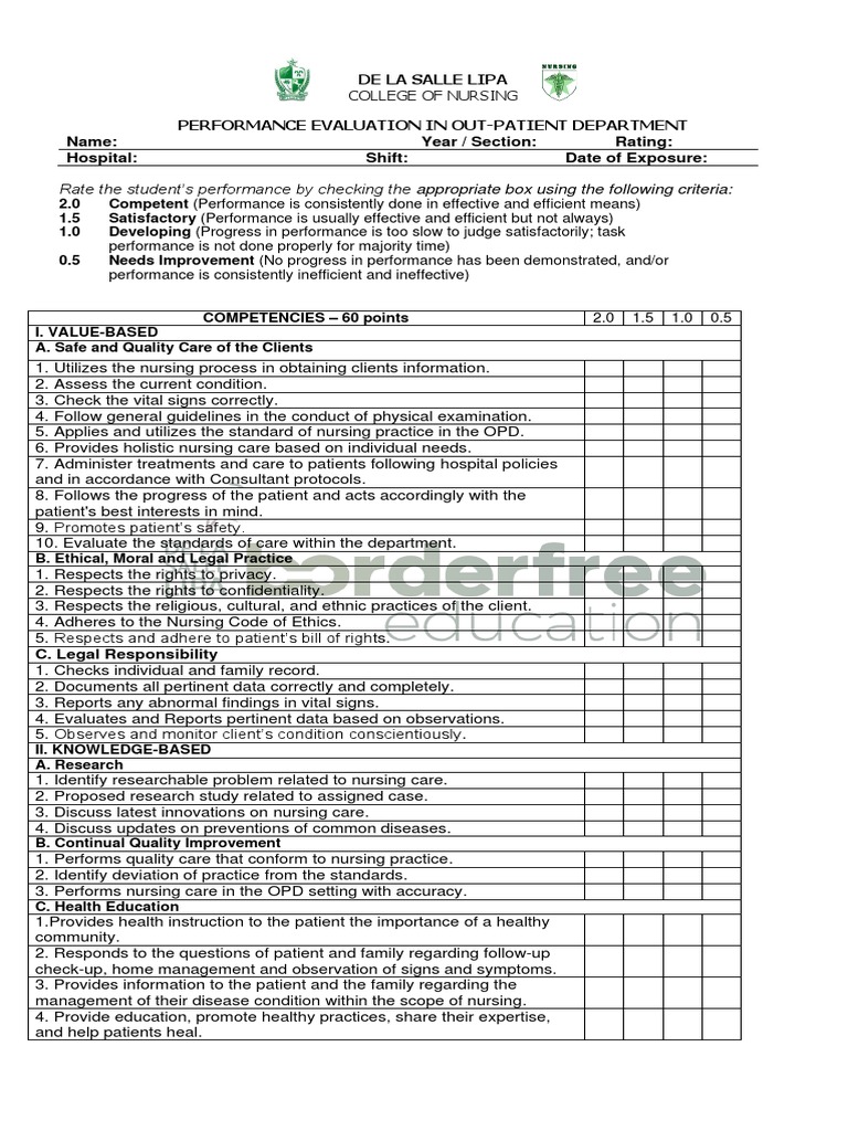 OPD Eval Tool | PDF | Nursing | Patient