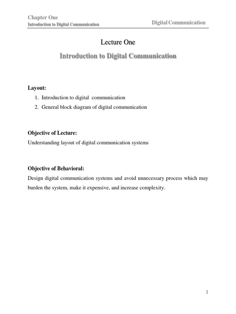 1.introduction To Digital Communication | PDF | Modulation | Digital Signal