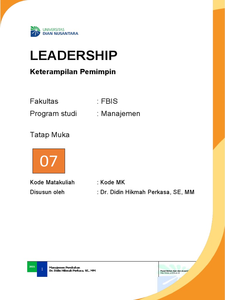 Modul 2022 - Leadership - Keterampilan Pemimpin | PDF | Pengembangan Diri
