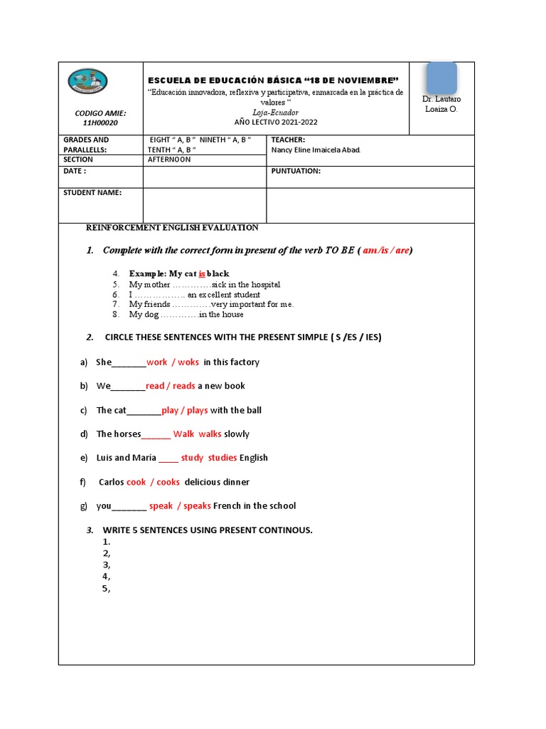 Reinforcement English Evaluation | PDF | Language Arts & Discipline | Foreign Language Studies