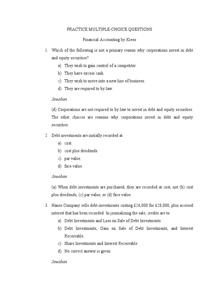 Exercise Invesment Financial Accounting | PDF | Debits And Credits ...