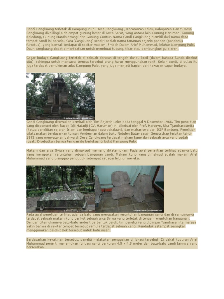 Candi Cangkuang Terletak Di Kampung Pulo | PDF