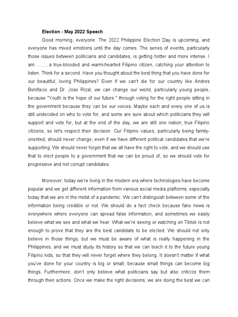 Election - May 2022 Speech | PDF | Communication