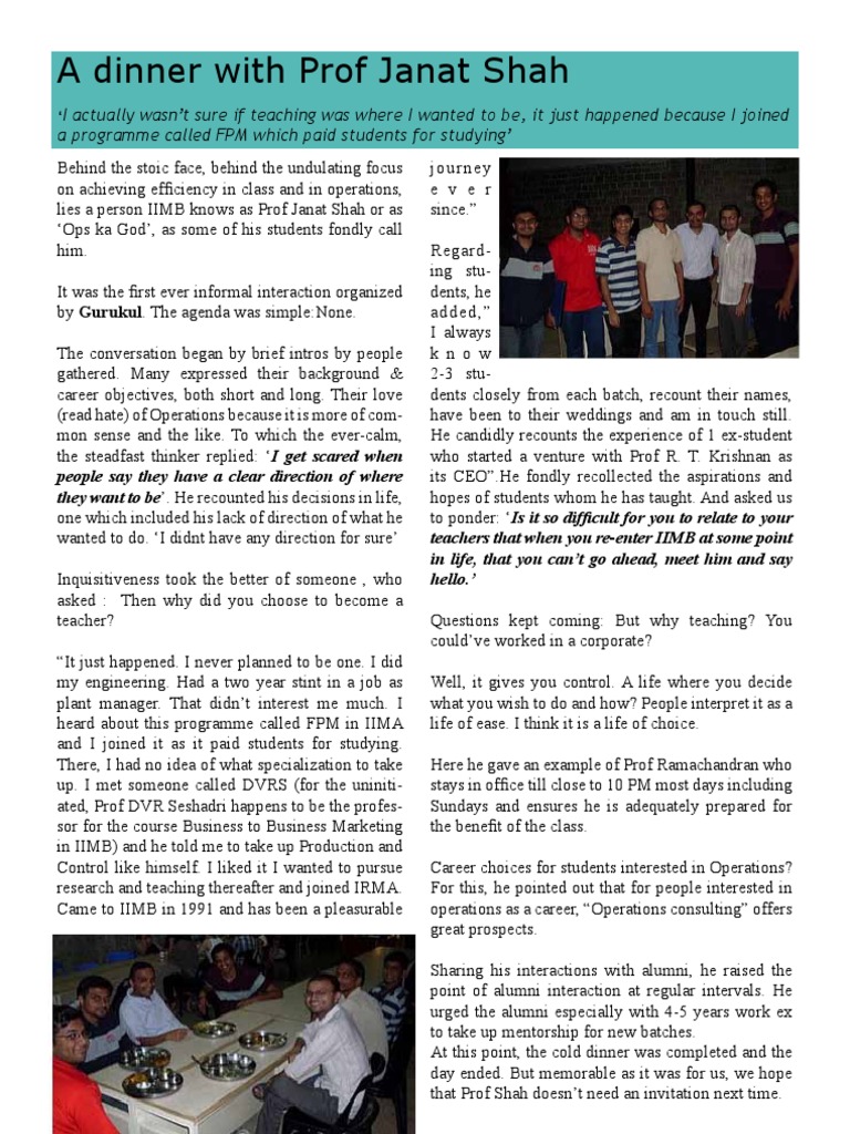 Prof Janat Shah | PDF | Teaching And Learning