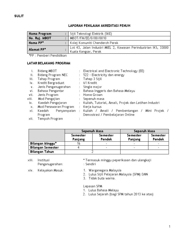 Laporan Penuh Penilaian Akreditasi Ttac Mbot | PDF