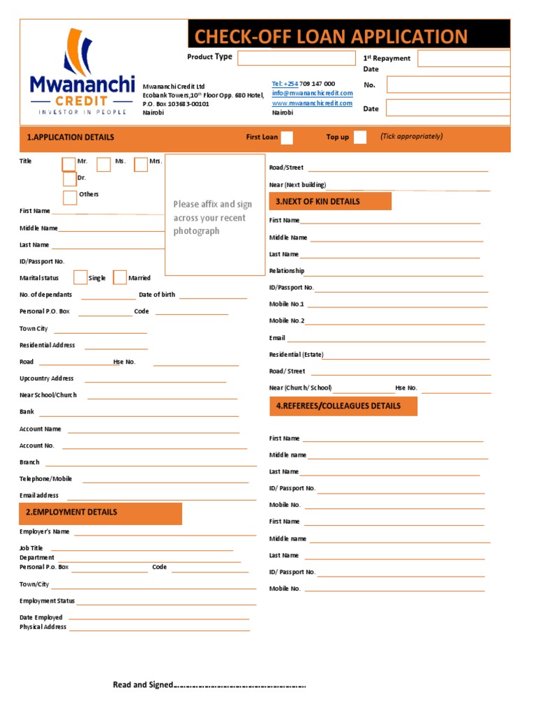 CHECK OFF FORM FINAL 2022 Final | PDF | Loans | Interest