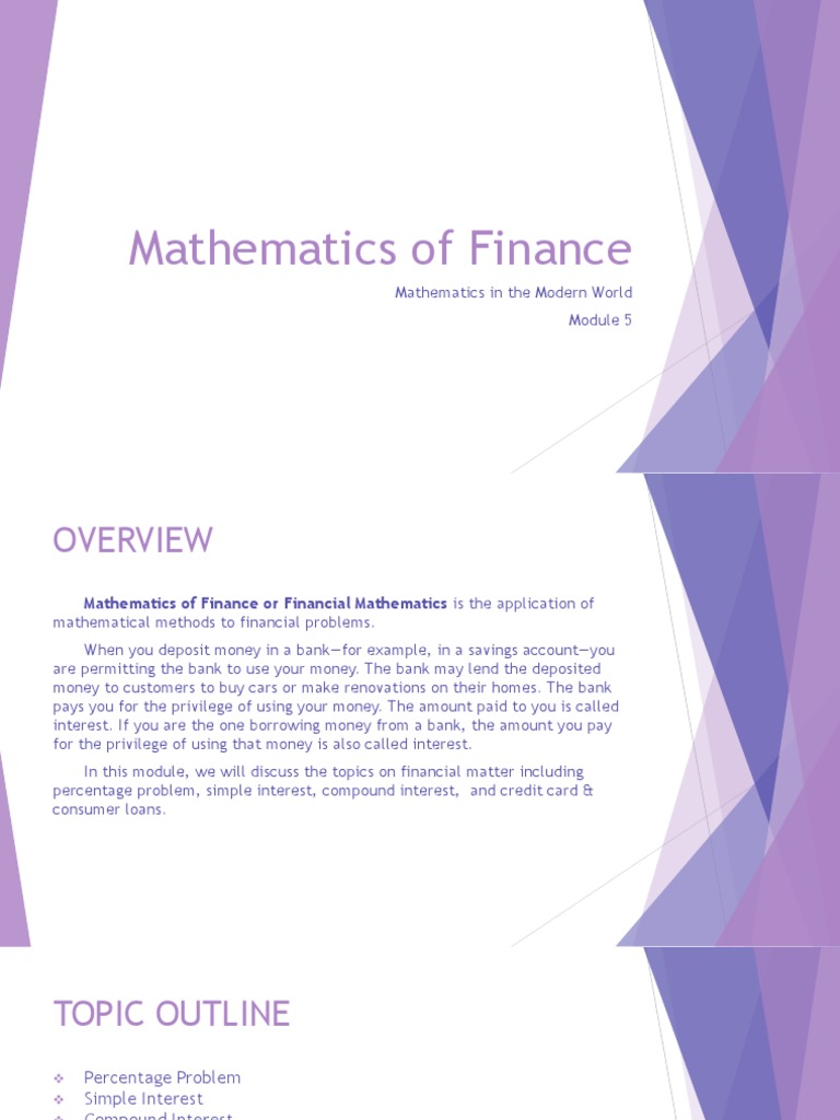 Mathematics of Finance: Mathematics in The Modern World | PDF | Credit ...