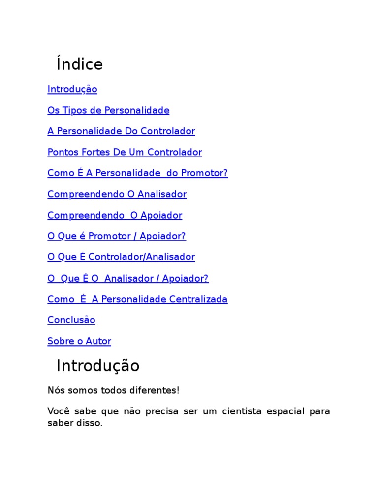 Tipos de Personalidade: Controlador e Apoiador | PDF | Pensamento | Tempo
