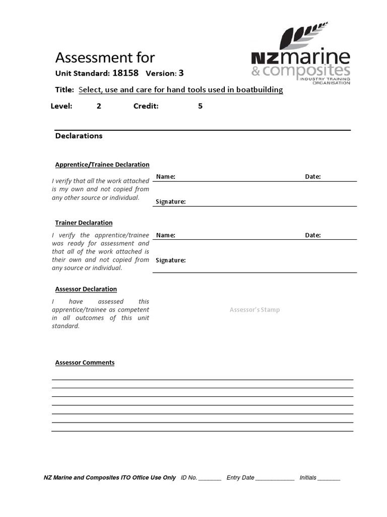 Your Tools and Equipment Assessment (Hand Tools Level 2) | PDF ...