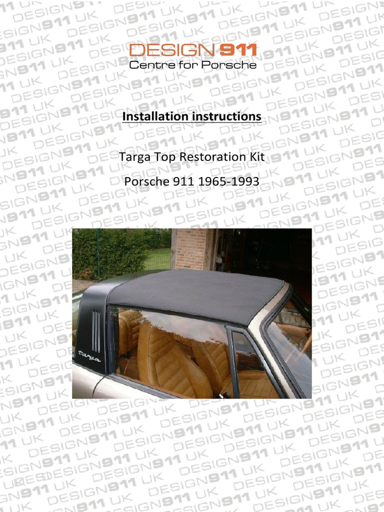 Targa Top Installation 911 - 65 93 | PDF | Adhesive | Manufactured Goods