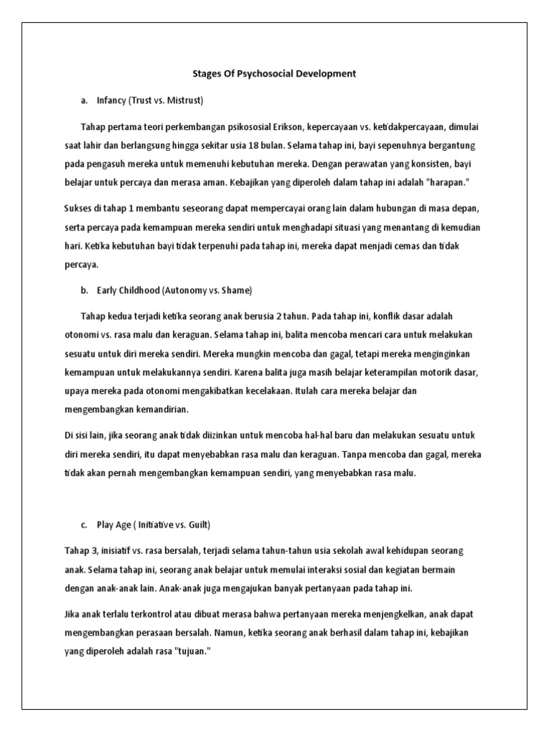 Stages of Psychosocial Development | PDF