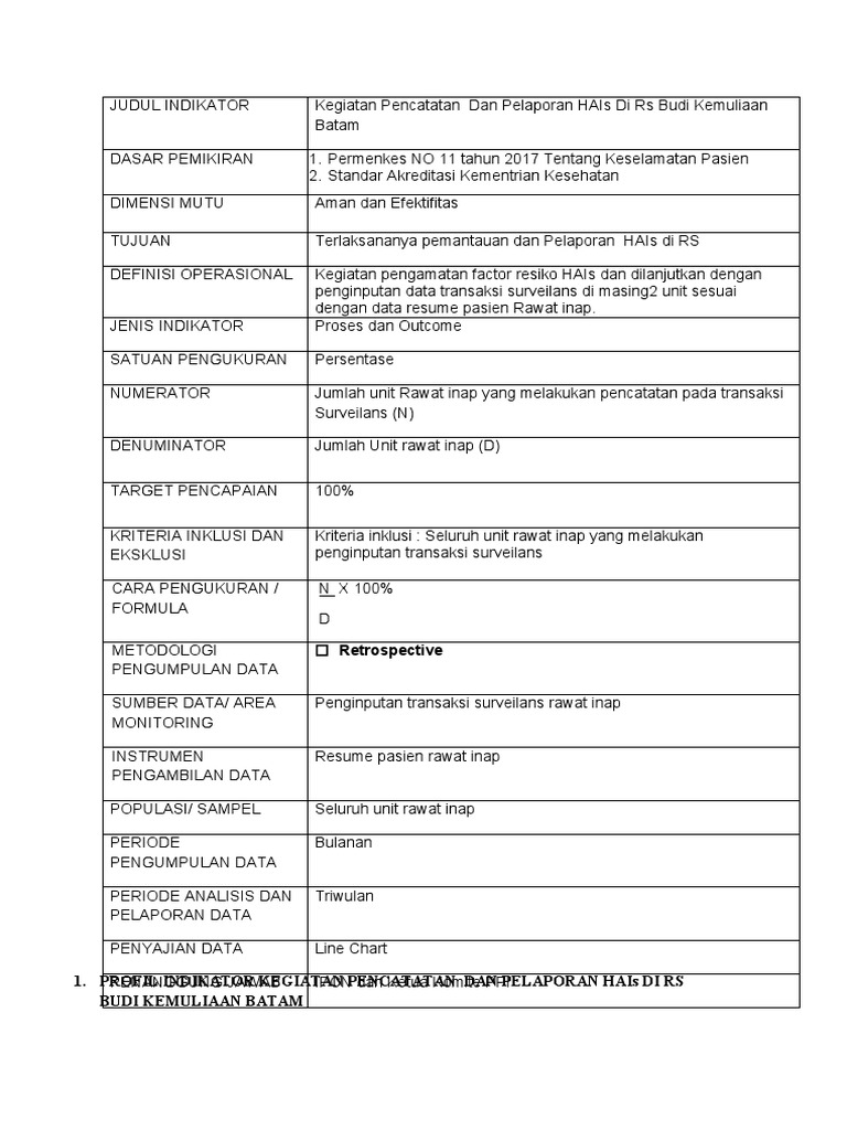 Profil Indikator Kegiatan Pencatatan Hais Dan Plebitis | PDF