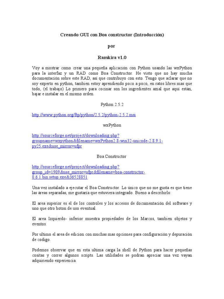 Creando GUI Con Boa Constructor (Introducción) | PDF | Python (lenguaje ...